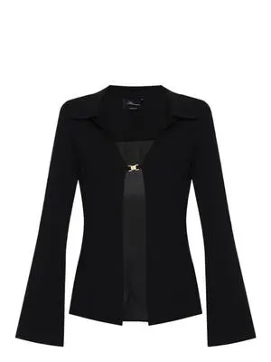 Blumarine Flared Sleeve Buckled Top - Black