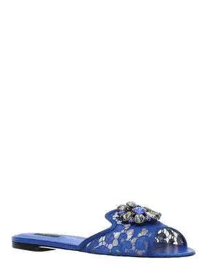 Dolce & Gabbana Bianca Lace Detailed Sandals - Blue