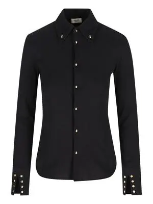 Celine Cotton Jersey Shirt With Snap-button Closure - Black