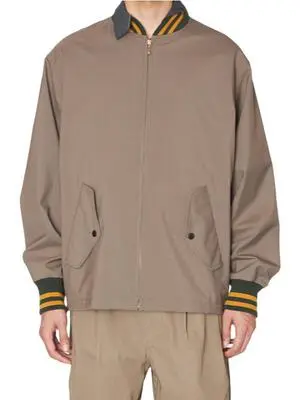 Kolor Zippered Casual Jacket With Striped Cuffs And Neckline - Beige