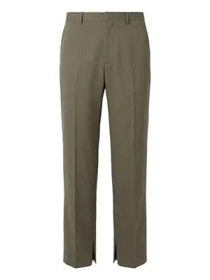 Gucci Embroidered Gabardine Trousers With Slit Hem - Forest Green