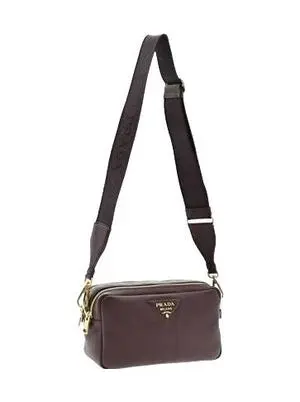 Prada Leather Logo-plaque Shoulder Bag - Black