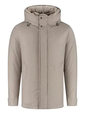 Woolrich High Neck Hooded Down Jacket - Nude
