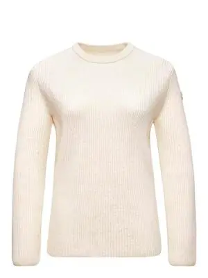 Moncler Jil Sander Ribbed Wool Crewneck Sweater With Detachable Logo Pin - White