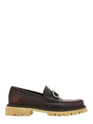 FERRAGAMO Moccasins With Gancini Ornament - Black