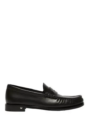 Max Mara Natural Leather Moccasins With Embossed Sole - Black