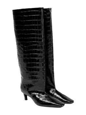 TOTEME Knee-high Leather Boots With Embossed Detailing - Black