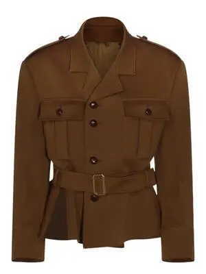 Celine Long-sleeved Belted Casual Jacket - Brown