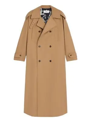 Celine Trench Coat In Cotton And Wool Gabardine - Camel