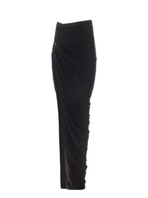 Rick Owens Pleated Asymmetrical Skirt - Black