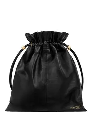 Celine Small Crystal Pouch In Lambskin - Black