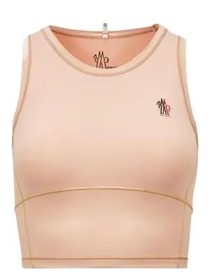 Moncler Sleeveless Vest With Logo Detail - Nude