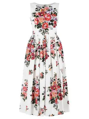 Dolce & Gabbana Floral Printed Sleeveless Midi Dress - No