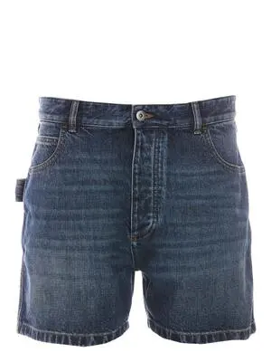 Bottega Veneta Logo Detail Denim Shorts - Blue