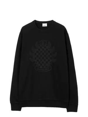 Burberry Chequered-crest Cotton Sweatshirt - Black