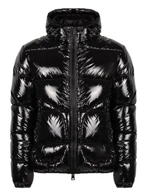 Herno Zip-up Hooded Down Coat - Black