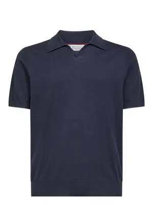 Brunello Cucinelli Short Sleeved Ribbed Polo Shirt - No