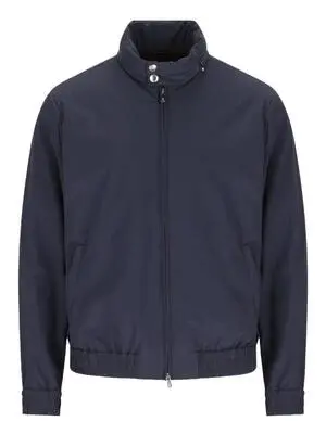 Brunello Cucinelli Elasticated Hem Zipped Bomber Jacket - Blue