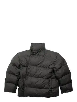 Balenciaga Wrap Puffer Jacket With High Standing Collar - Black