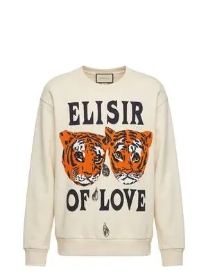 Gucci Round Neck Embroidered And Sequined Sweatshirt - White