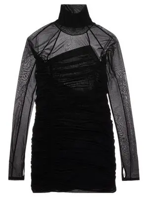 Helmut Lang Ruched Turtleneck Mini Dress - Black