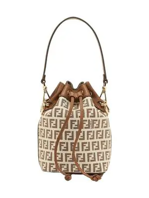 Fendi Mon Tresor Ff Jacquard Drawstring Bucket Bag - Brown