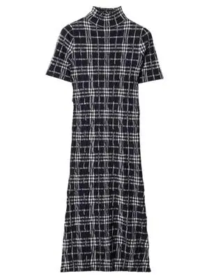 Burberry Checked Dress With Short Sleeves - Ink/chalk