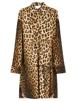 Sportmax Leopard Print Lace Mini Dress - Camel