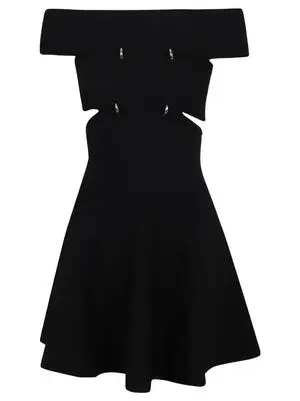 Alexander McQueen Off-the-shoulder Flared Dress - Black