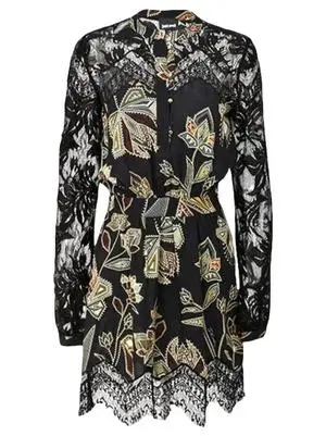 Just Cavalli Lace Long-sleeve Dress - Black