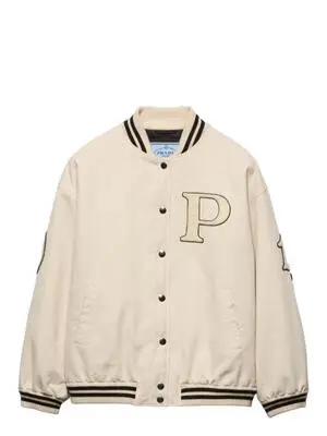 Prada Button-up Bomber Jacket With Embroidered Detailing - Ivory
