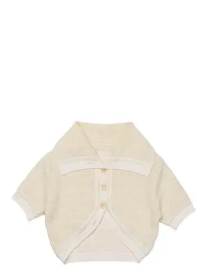 Jacquemus Cropped Chenille Knit Cardigan - Nude