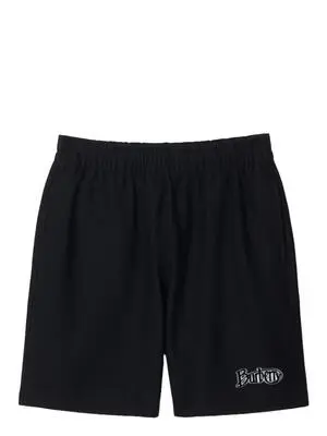 Burberry Flocked Logo Cotton Blend Shorts - Coal Color