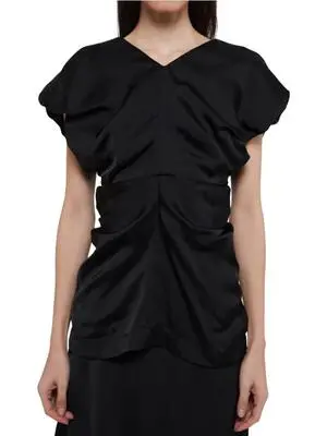 JIL SANDER V-neck Short-sleeved Blouse - Black