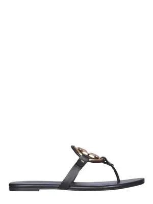 Tory Burch Miller Logo Plaque Thong Sandals - Black