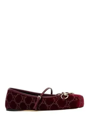 Gucci Gucci Embellished Horsebit Ballet Flats Red