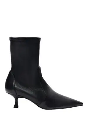 STUART WEITZMAN Pointed Toe Sculptural Heel Boots - Black