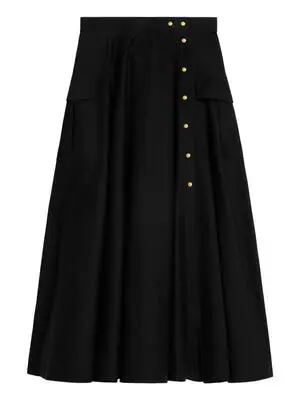Celine Pleated Skirt In Cotton Twill - Black