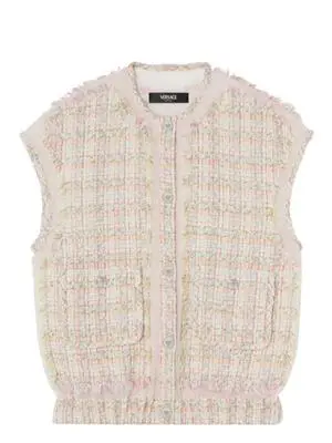 Versace Button-up Tweed Gilet - Light Pink