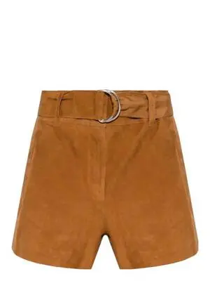 STAND STUDIO Suede Belted Shorts - Brown