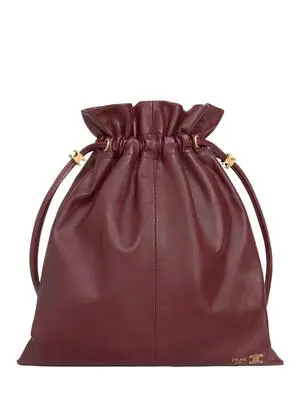Celine Small Crystal Pouch In Lambskin - Syrah Grape Color