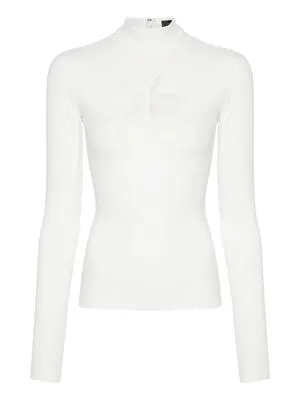 MUGLER Star Cutout Long-sleeve Top - White