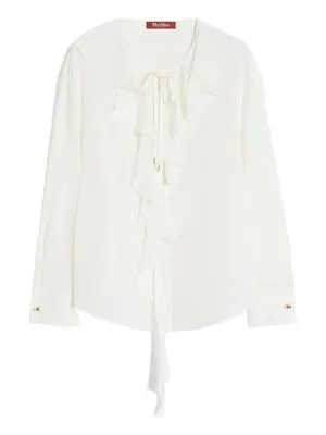 Max Mara Ruffled Blouse With Tie Detail - White