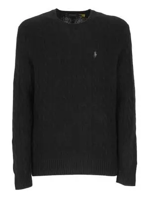 Polo Ralph Lauren Embroidered Cable-knit Jumper - Black