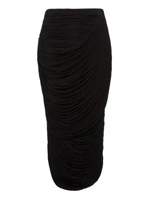 Magda Butrym Draped Ruched Midi Skirt - Black