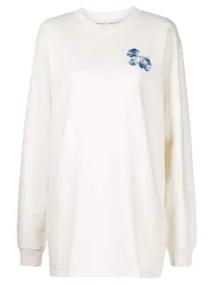 Off-White Floral Logo-print Sweatshirt Dress - White