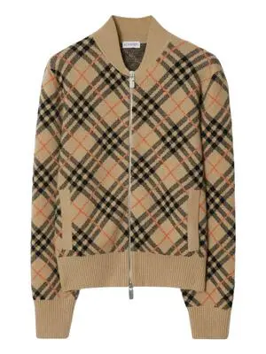 BURBERRY Burberry Checked Knitted Zip-Up Bomber Jacket