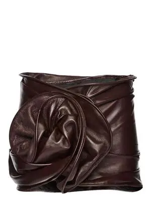 MAGDA BUTRYM Magda Butrym Draped Leather Mini Skirt With Sculptural Rose Detail