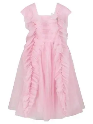 Monnalisa Glittered Ruffled Dress - Pink