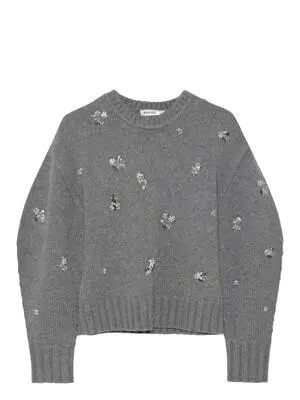 Simkhai Embellished Long-sleeve Crewneck Sweater - Gray